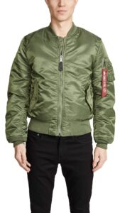 alpha industries ma-1 slim fit bomber flight jacket - fighter pilot flight jacket - sage, m