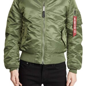 Alpha Industries MA-1 Slim Fit Bomber Flight Jacket - Fighter Pilot Flight Jacket - Sage, M