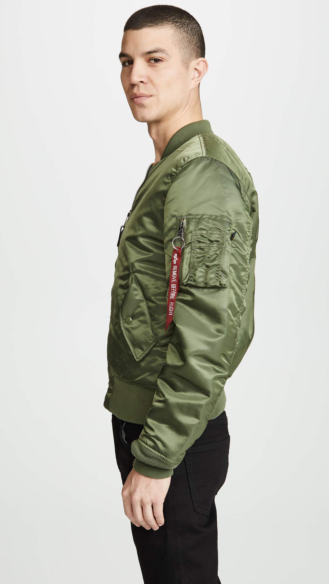 Alpha Industries MA-1 Slim Fit Bomber Flight Jacket - Fighter Pilot Flight Jacket - Sage, M