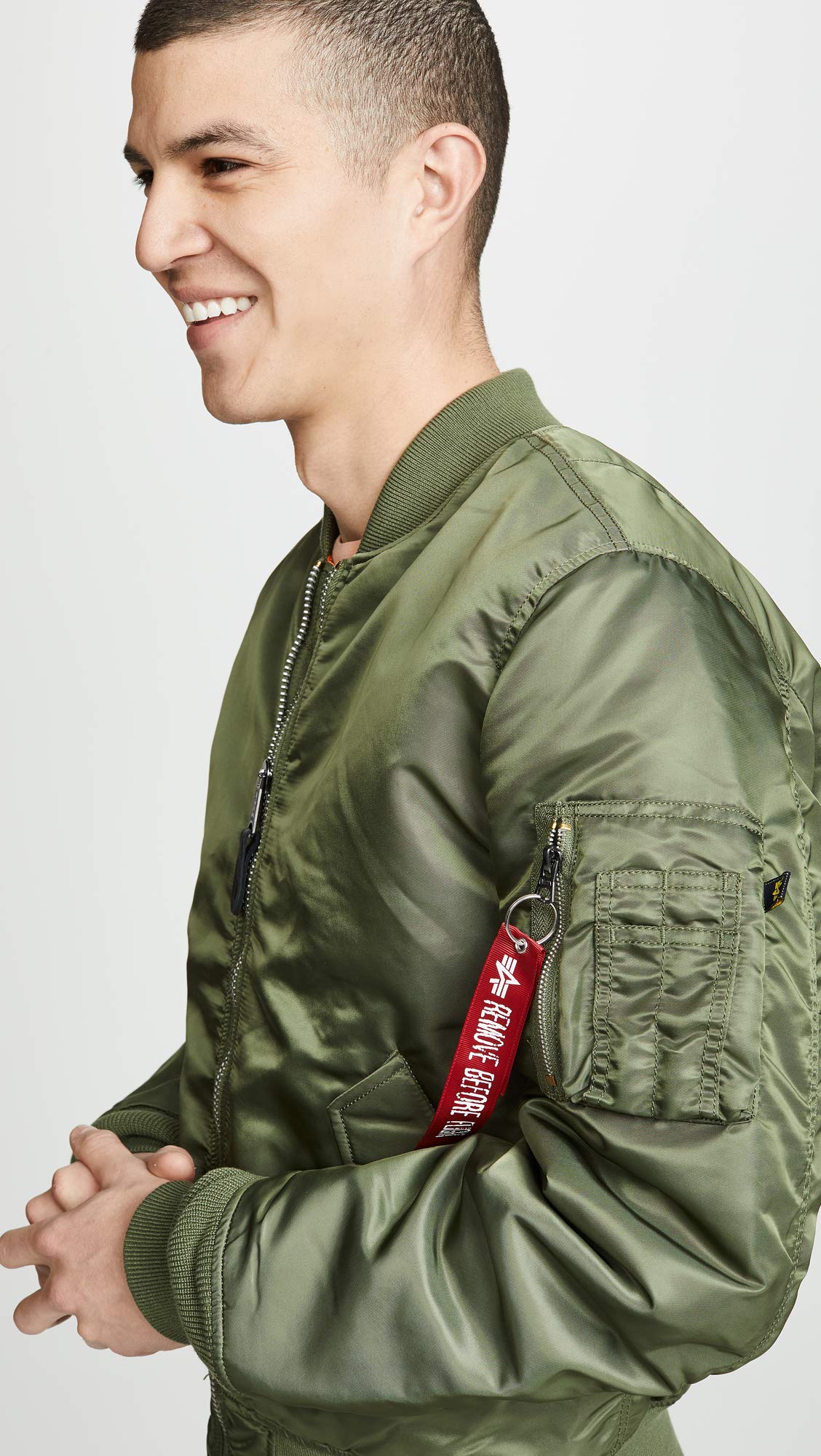 Alpha Industries MA-1 Slim Fit Bomber Flight Jacket - Fighter Pilot Flight Jacket - Sage, M