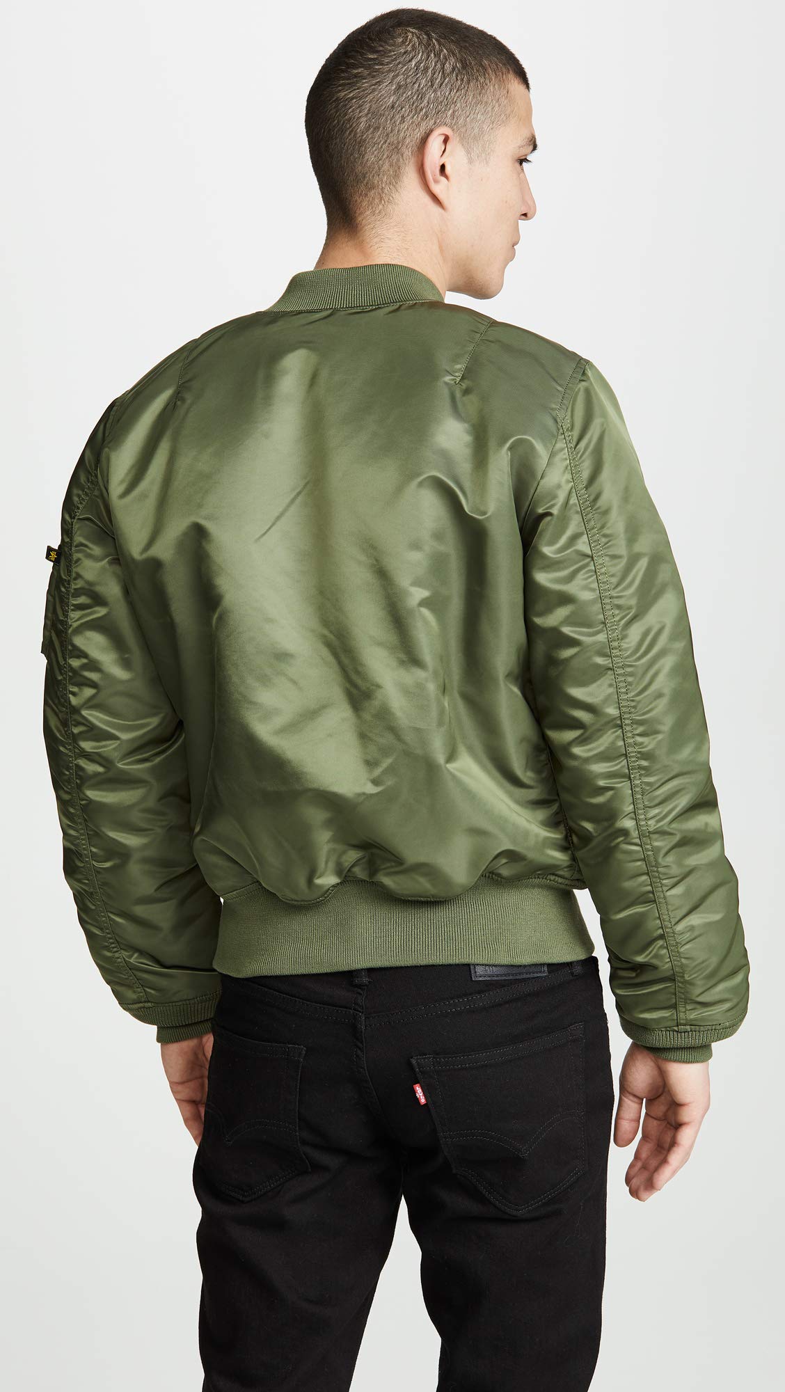 Alpha Industries MA-1 Slim Fit Bomber Flight Jacket - Fighter Pilot Flight Jacket - Sage, M