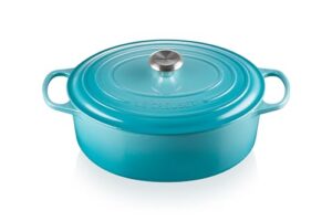 le creuset enameled cast iron signature oval dutch oven, 6.75 qt., caribbean