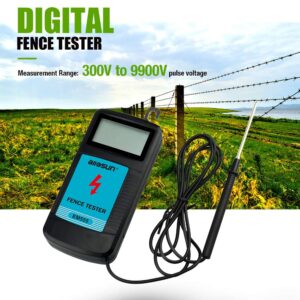 ALLOSUN Electric Fence Tester Fault Finder Digital Electric Fence Voltage Tester Max 9.9kv, Blue (EM555)