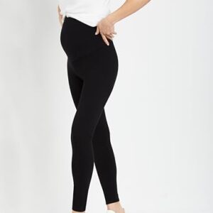 Motherhood Maternity Women's Essential Stretch Full Length Secret Fit Over The Belly Pregnancy Legging, Black, X-Large