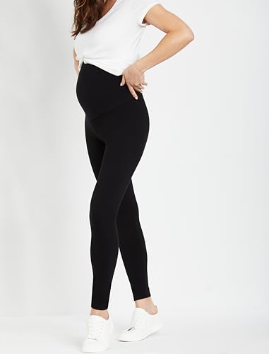 Motherhood Maternity Women's Essential Stretch Full Length Secret Fit Over The Belly Pregnancy Legging, Black, X-Large