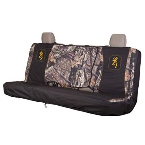 browning universal front and bench seat covers, water resistant for car, truck, and suv, buckmark (mossy oak break-up country), single, full size bench