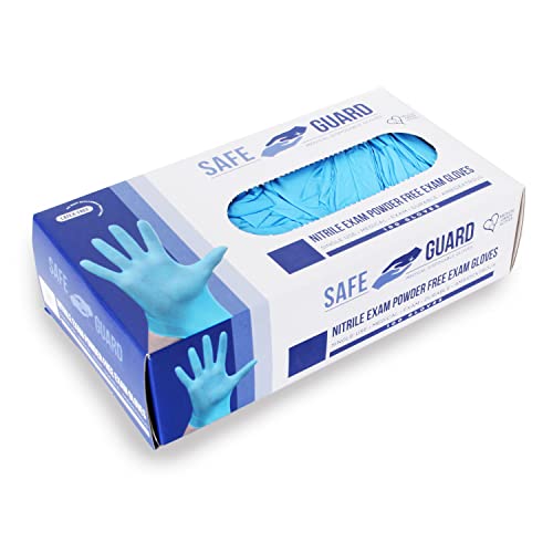 Safeguard Nitrile Exam Disposable Gloves, Powder Free and Latex Free, Multi Use Gloves, Food Service Use, 100 Count, Size X-Large , Blue