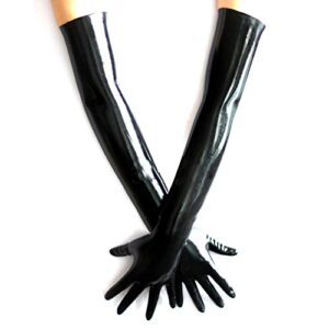 exlatex latex rubber black long gloves outfits accessory plus size (large, black)