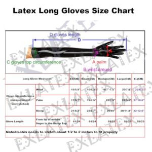 EXLATEX Latex Rubber Black Long Gloves Outfits Accessory Plus Size (Large, Black)