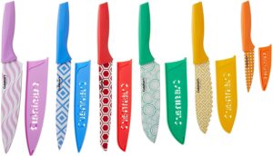 cuisinart c55-12pr2 advantage color collection 12-piece printed color cutlery set, multicolor