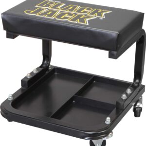 Torin TR6100W BlackJack Rolling Creeper Garage/Shop Seat: Padded Mechanic Stool with Tool Tray Storage, Black