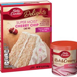 Betty Crocker Cherry Chip Cake Mix and Cherry Frosting Bundle (2 Items)