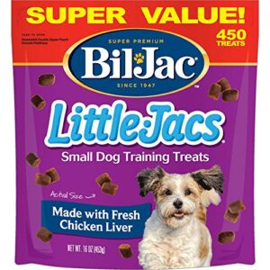 bil-jac little jacs small dog training treats - soft chicken liver dog treats for puppy rewards - real chicken, no fillers, 16oz resealable double zipper pouch (2-pack)