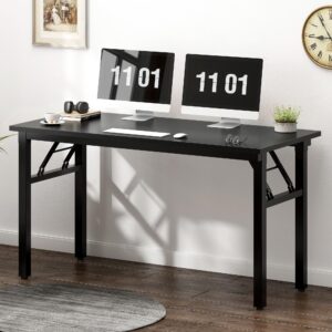 Need Computer Desk Office Desk 47 inches Folding Table with BIFMA Certification Computer Table Workstation No Install Needed, Black Brown