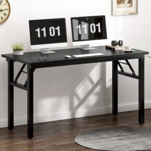 Need Computer Desk Office Desk 47 inches Folding Table with BIFMA Certification Computer Table Workstation No Install Needed, Black Brown