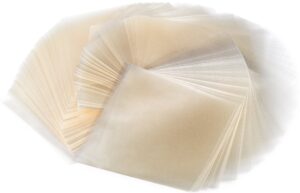 crinklee clear caramel, candy and chocolate wrappers, natural cellophane, 1000 square sheets, 4.25x4.25 inches