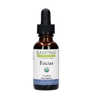 banyan botanicals organic focus liquid extract, usda certified organic, ayurvedic herbal nootropic formula designed to provide mental support when you need to be focused, aware, and alert.