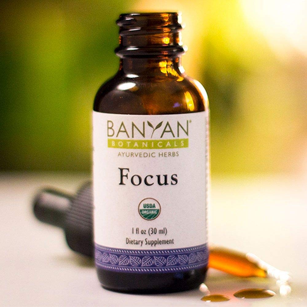 Banyan Botanicals Organic Focus Liquid Extract, USDA Certified Organic, Ayurvedic Herbal Nootropic Formula Designed to Provide Mental Support When You Need to be Focused, Aware, and Alert.