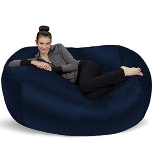 sofa sack bean bag lounger - plush bean bag sofas with super soft microsuede cover - xl memory foam stuffed lounger chairs for kids, adults, couples - jumbo bean bag chair furniture 6 feet - navy