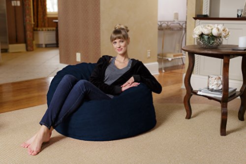 Chill Sack Memory Foam Bean Bag Chair, 3-Feet, Navy Micro Suede