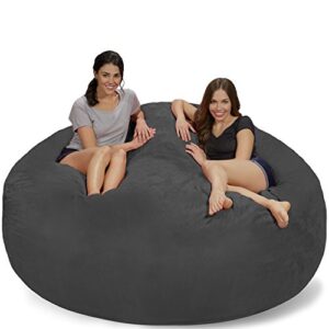 chill sack bean bags large bean bag, 7-feet, charcoal micro suede