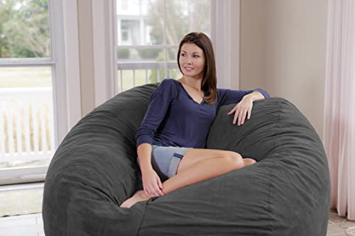 Chill Sack Bean Bags Large Bean Bag, 7-Feet, Charcoal Micro Suede