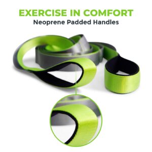 Gradient Fitness Stretching Strap for Physical Therapy, 12 Multi-Loop Stretch Strap 1.5" W x 8' L, Neoprene Handles, Physical Therapy Equipment, Yoga Straps for Stretching, Leg Stretcher (Green/Grey)