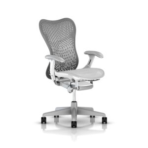 herman miller mirra 2 ergonomic office chair with tilt limiter and fixed triflex back support | adjustable seat depth, lumbar support, and arms with hard floor casters | slate grey/alpine