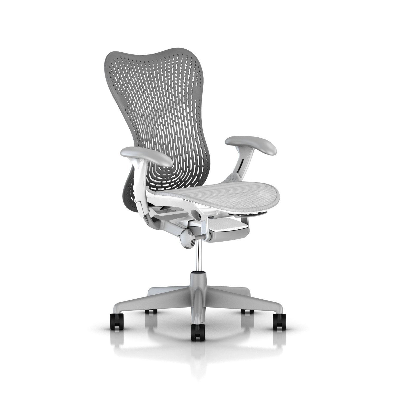 Herman Miller Mirra 2 Ergonomic Office Chair with Tilt Limiter and Fixed TriFlex Back Support | Adjustable Seat Depth, Lumbar Support, and Arms with Hard Floor Casters | Slate Grey/Alpine