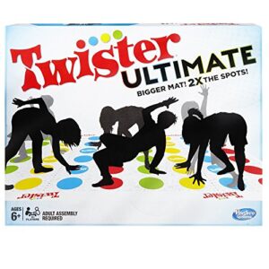 hasbro gaming twister ultimate: bigger mat, more colored spots, family, kids party game age 6+; compatible with alexa (amazon exclusive)