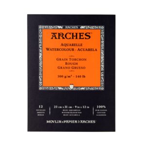 arches watercolor pad 11.69x16.53-inch natural white 100% cotton paper - 12 sheet arches hot press watercolor paper 140 lb pad - arches art paper for watercolor gouache ink acrylic and more