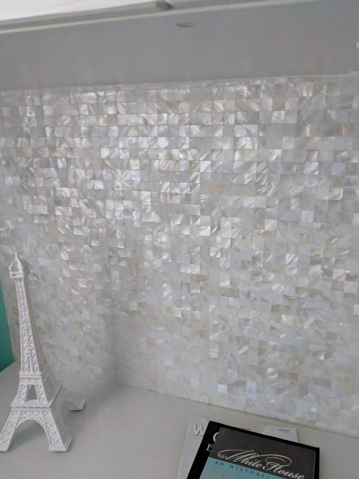 Art3d Mother of Pearl Shell Mini Square Seamless Mosaic Tile for Kitchen Backsplash, White, 12" L X 12" W