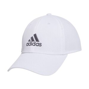 adidas men's zags 2.0 structured mid crown a-flex stretch fit hat, white, small-medium