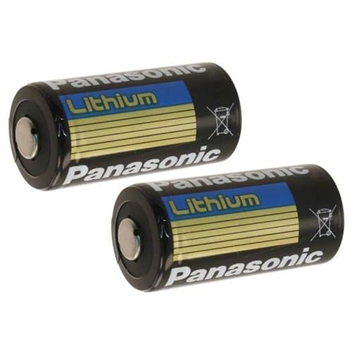 Panasonic BAT002 x 2 CR123A Lithium 3V Photo Lithium Batteries, 0.67" Dia x 1.36" H (17.0 mm x 34.5 mm), Black, Gold, Blue (Pack of 2)