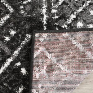 SAFAVIEH Adirondack Collection Area Rug - 10' x 14', Black & Silver, Moroccan Boho Distressed Design, Non-Shedding & Easy Care, Ideal for High Traffic Areas in Living Room, Bedroom (ADR111C)