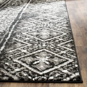 SAFAVIEH Adirondack Collection Area Rug - 10' x 14', Black & Silver, Moroccan Boho Distressed Design, Non-Shedding & Easy Care, Ideal for High Traffic Areas in Living Room, Bedroom (ADR111C)