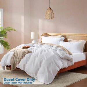 Nestl White Duvet Cover King Size - Soft Double Brushed King Duvet Cover Set, 3 Piece, with Button Closure, 1 Duvet Cover 104x90 inches and 2 Pillow Shams