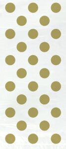 polka dot cellophane bags - 11" x 5", gold, 20 pcs