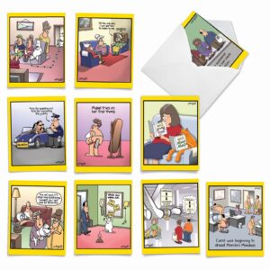 the best card company - variety pack of 10 funny assorted blank all occasions notecards 4 x 5.12 inch w/envelopes - cartoon humor for men, women (10 designs, 1 each) - wild for whyatt m6463ocb