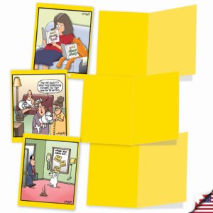 The Best Card Company - Variety Pack of 10 Funny Assorted Blank All Occasions Notecards 4 x 5.12 Inch w/Envelopes - Cartoon Humor for Men, Women (10 Designs, 1 Each) - Wild for Whyatt M6463OCB