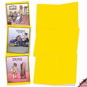 The Best Card Company - Variety Pack of 10 Funny Assorted Blank All Occasions Notecards 4 x 5.12 Inch w/Envelopes - Cartoon Humor for Men, Women (10 Designs, 1 Each) - Wild for Whyatt M6463OCB