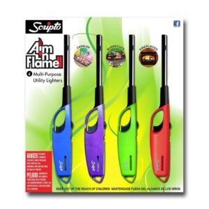 scripto aim 'n flame multi-purpose lighters, pack of 4