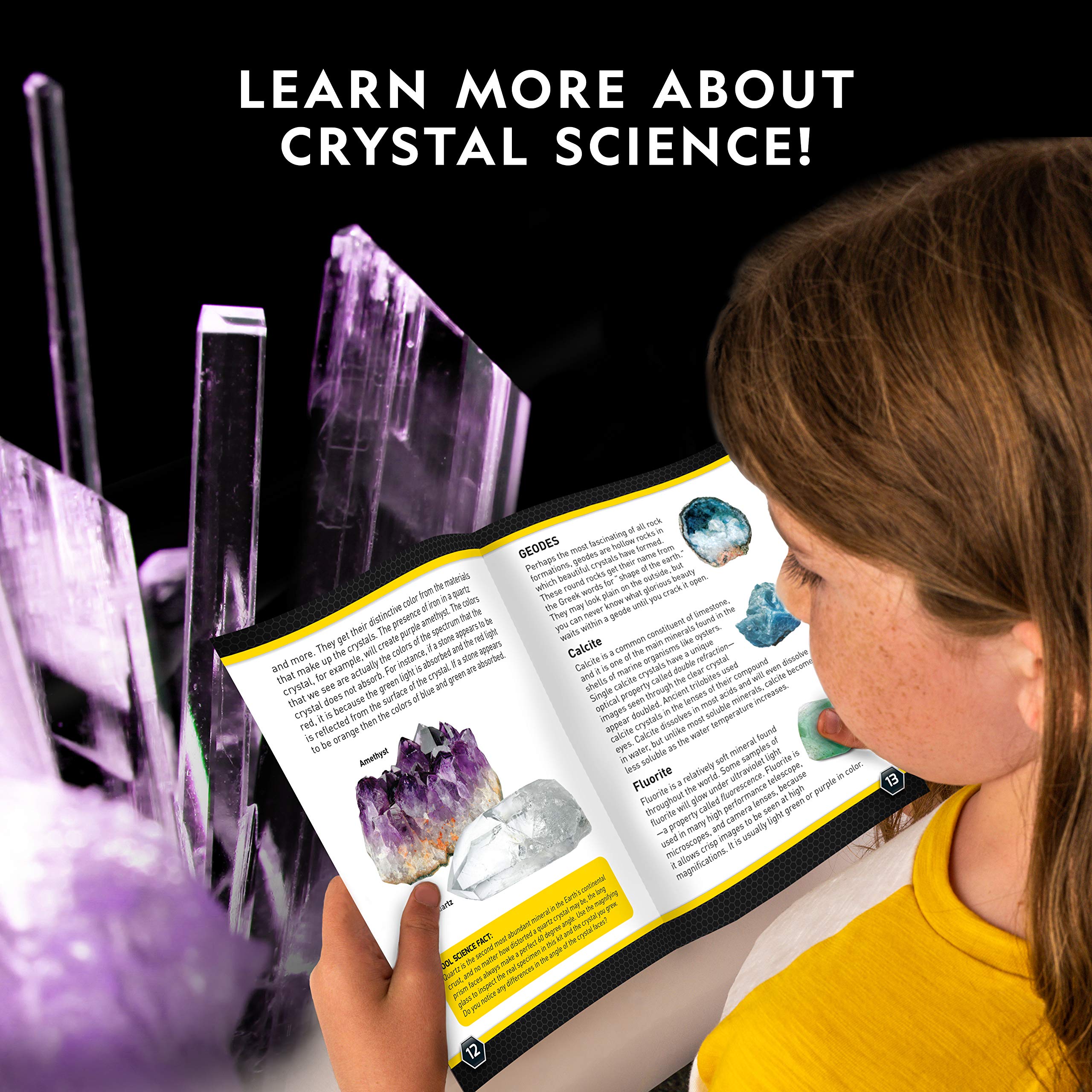 National Geographic Crystal Growing Kit - Grow 8 Light-Up Crystals, Science Gift for Kids 8-12