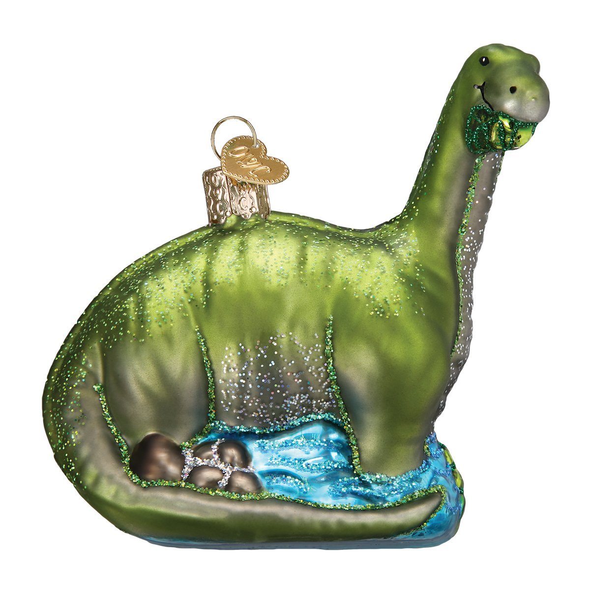 Old World Christmas Ornaments: Brontosaurus Glass Blown Ornaments for Christmas Tree (12471)