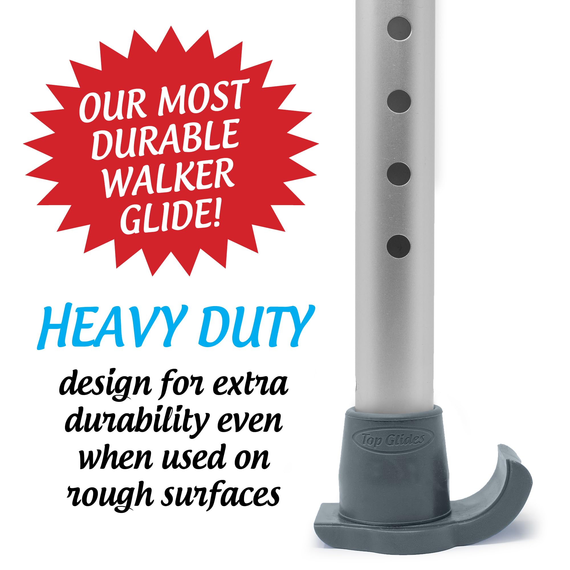 Deal: 2 Pairs Top Glides DuraSki Heavy Duty Walker Ski Glides for 1 1/8 Inch Tubes (Gray)