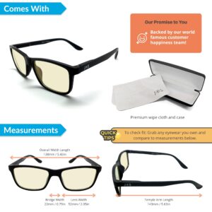 J+S Blue Light Reading Glasses for Women Men | 3 in 1 Readers Block Harmful Blue-Light 100% UVA UVB | 1.0+ to 3.0+ Diopter (Haka - Rectangle | Black Frame 1.5+)