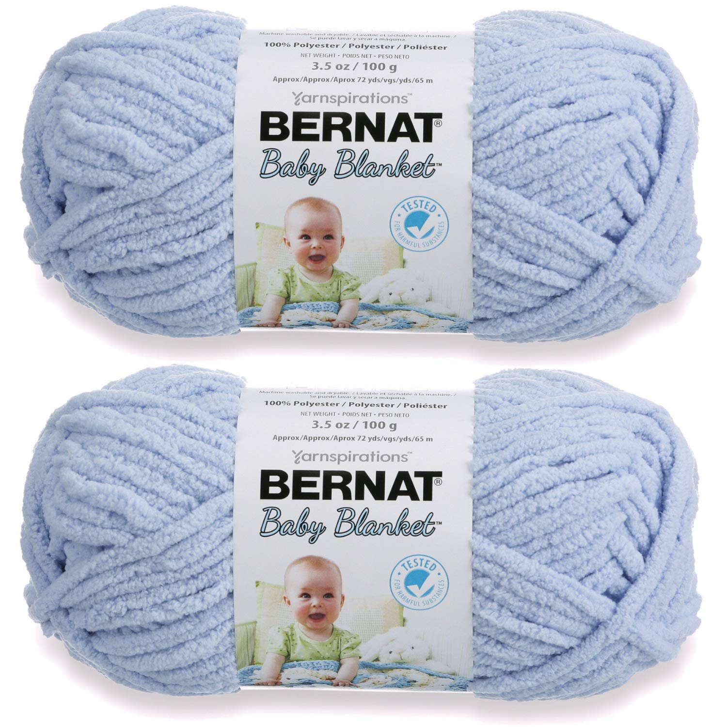 Bernat Baby Blanket Yarn-Baby Blue 2 3.5 ounces skeins