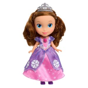 sofia the first royal sofia doll, 10.5-inches, brown hair, pink and purple dress, preschool, kids toys for ages 3 up by just play