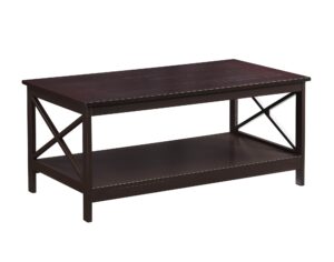 convenience concepts oxford coffee table with shelf, espresso