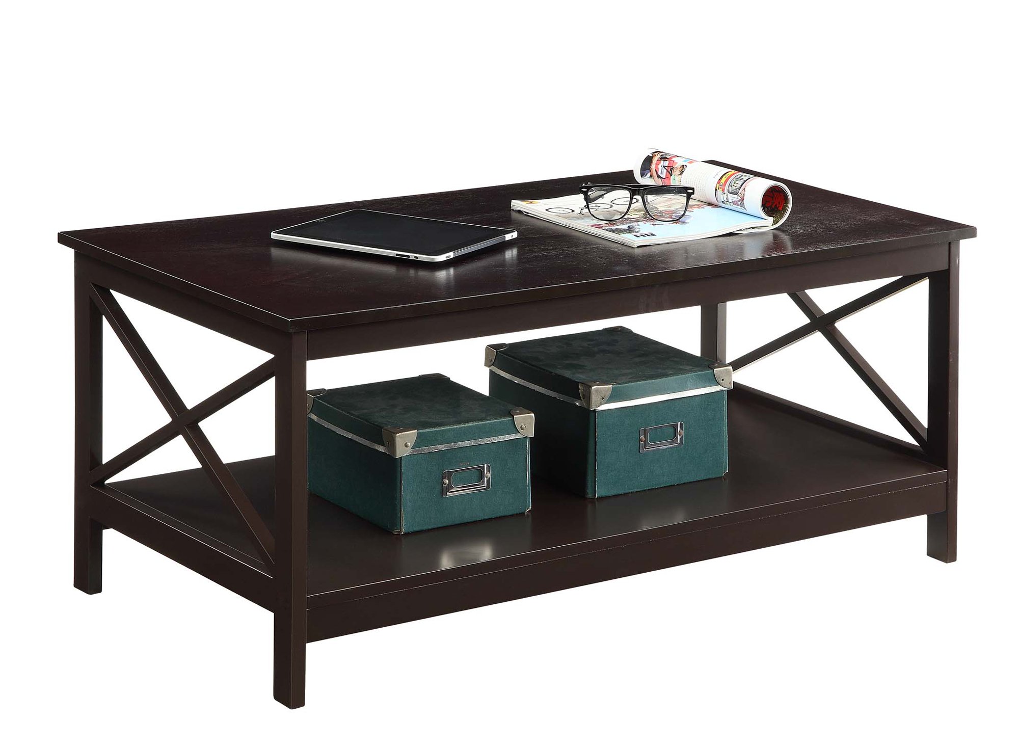 Convenience Concepts Oxford Coffee Table with Shelf, Espresso